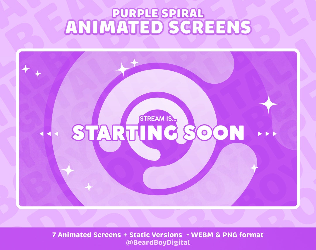 Animated Purple Spiral Screens for Twitch | Stream Scenes, Overlay Pack ...