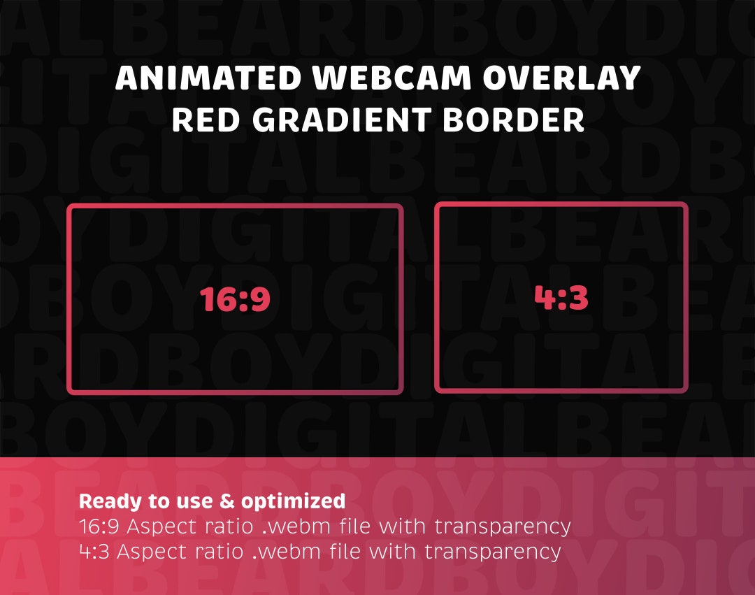Animated Twitch Webcam Overlay | Red Gradient, Gradient Border, Stream ...