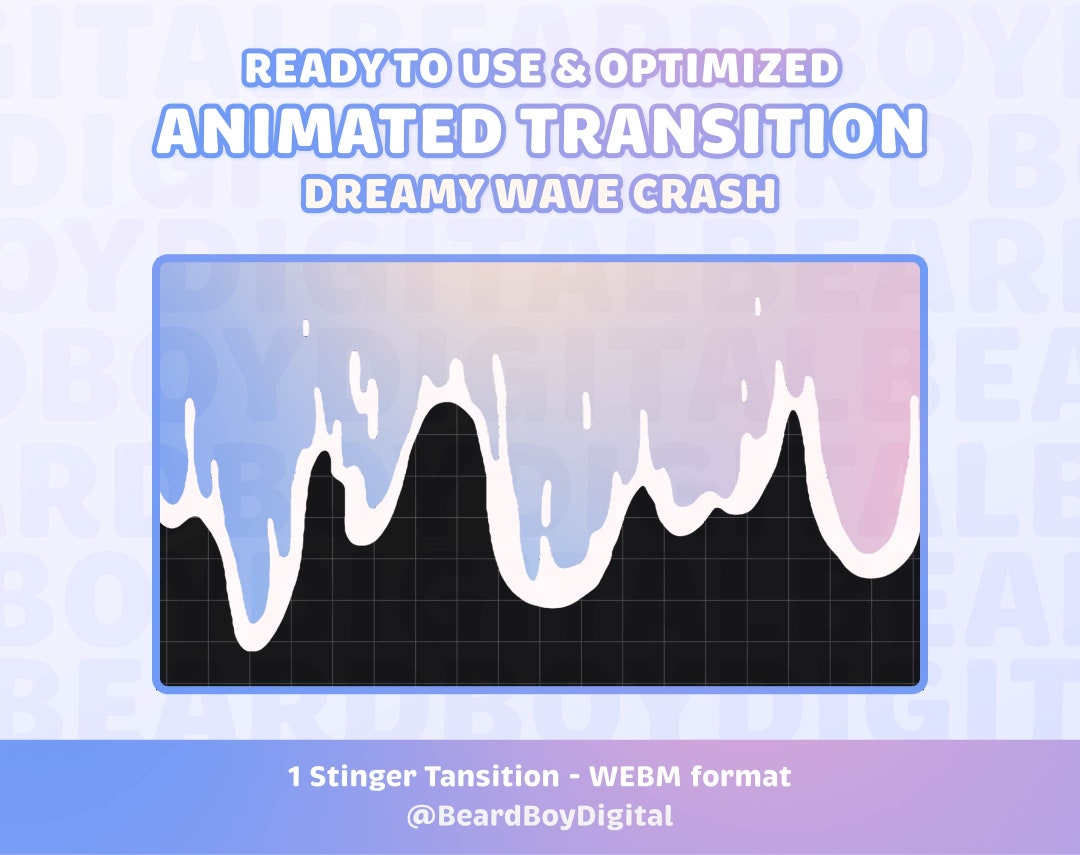 Animated Stream Transition Dreamy Wave Crash Twitch Stinger, OBS ...