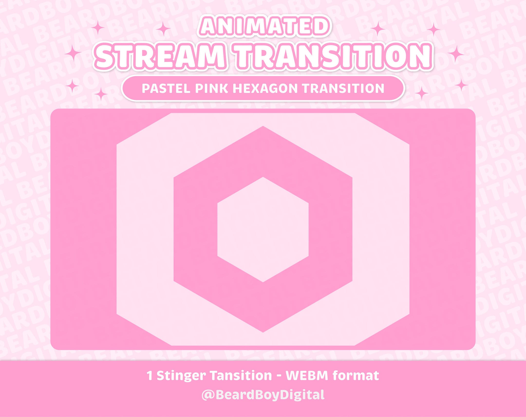 Pastel Pink Hexagon Animated Stream Transition Twitch Stinger, OBS ...