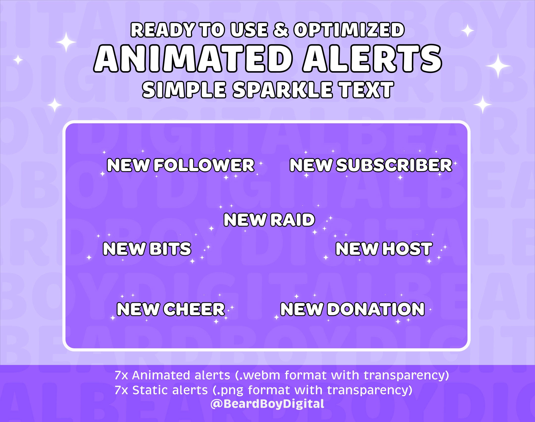 Animated Alerts for Streaming - Simple White Sparkle | Twitch Alerts ...