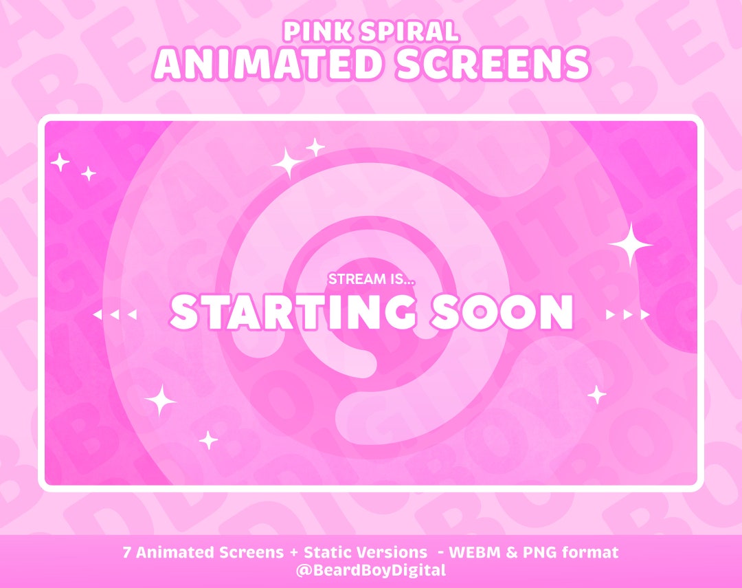 Animated Pink Spiral Screens For Twitch Stream Scenes, Overlay Pack ...