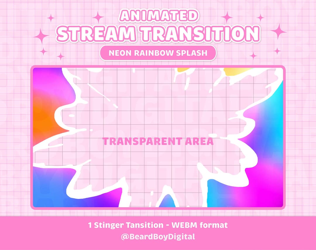 Neon Rainbow Animated Stream Transition - Liquid Ink Splash (digital ...
