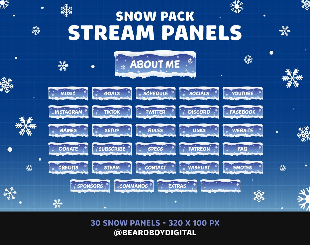 Snow Panels Pack for Twitch | Stream Panels, Snow-caps, Winter Panels ...