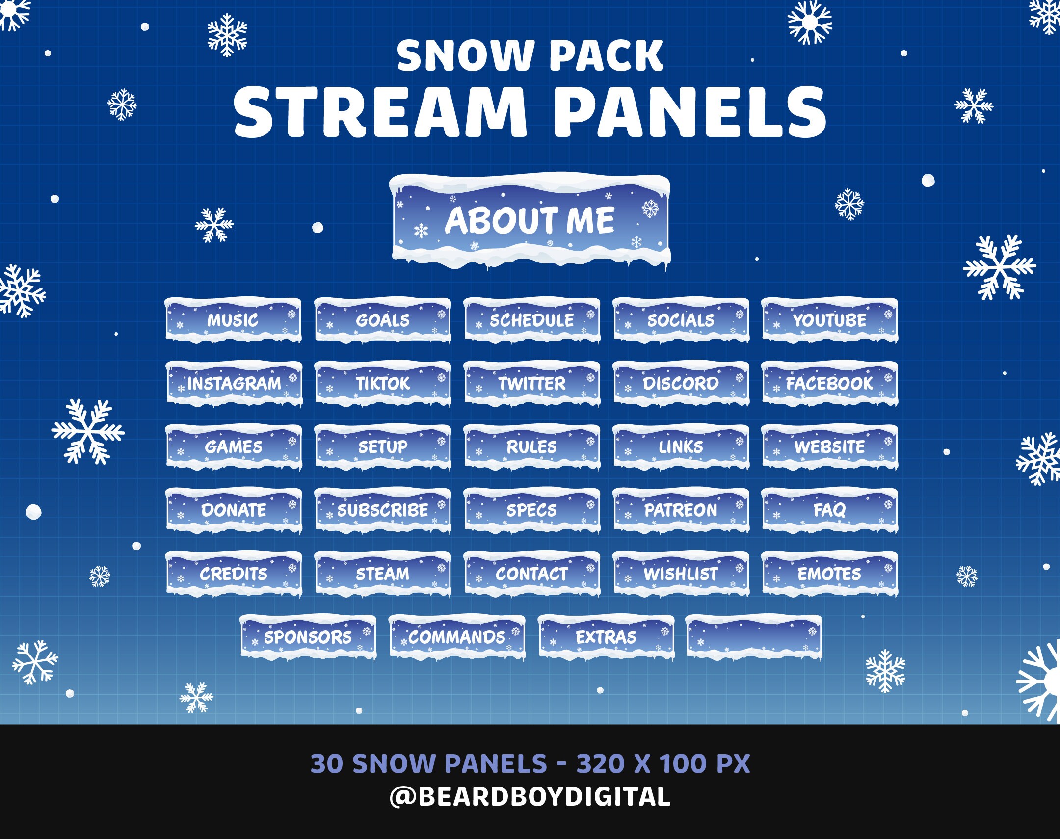 Snow Panels Pack for Twitch | Stream Panels, Snow-caps, Winter Panels ...