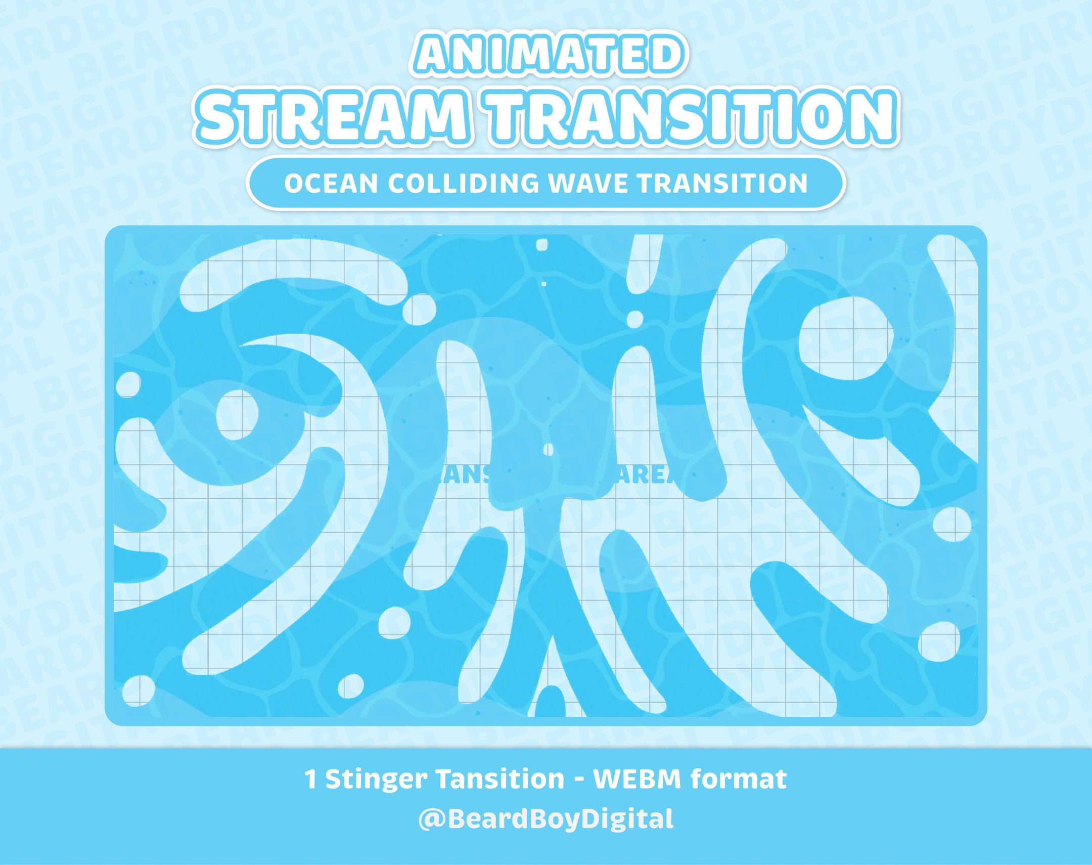 Ocean Colliding Wave Animated Stream Transition Twitch, OBS, Stream Asset, Stinger, Liquid ...