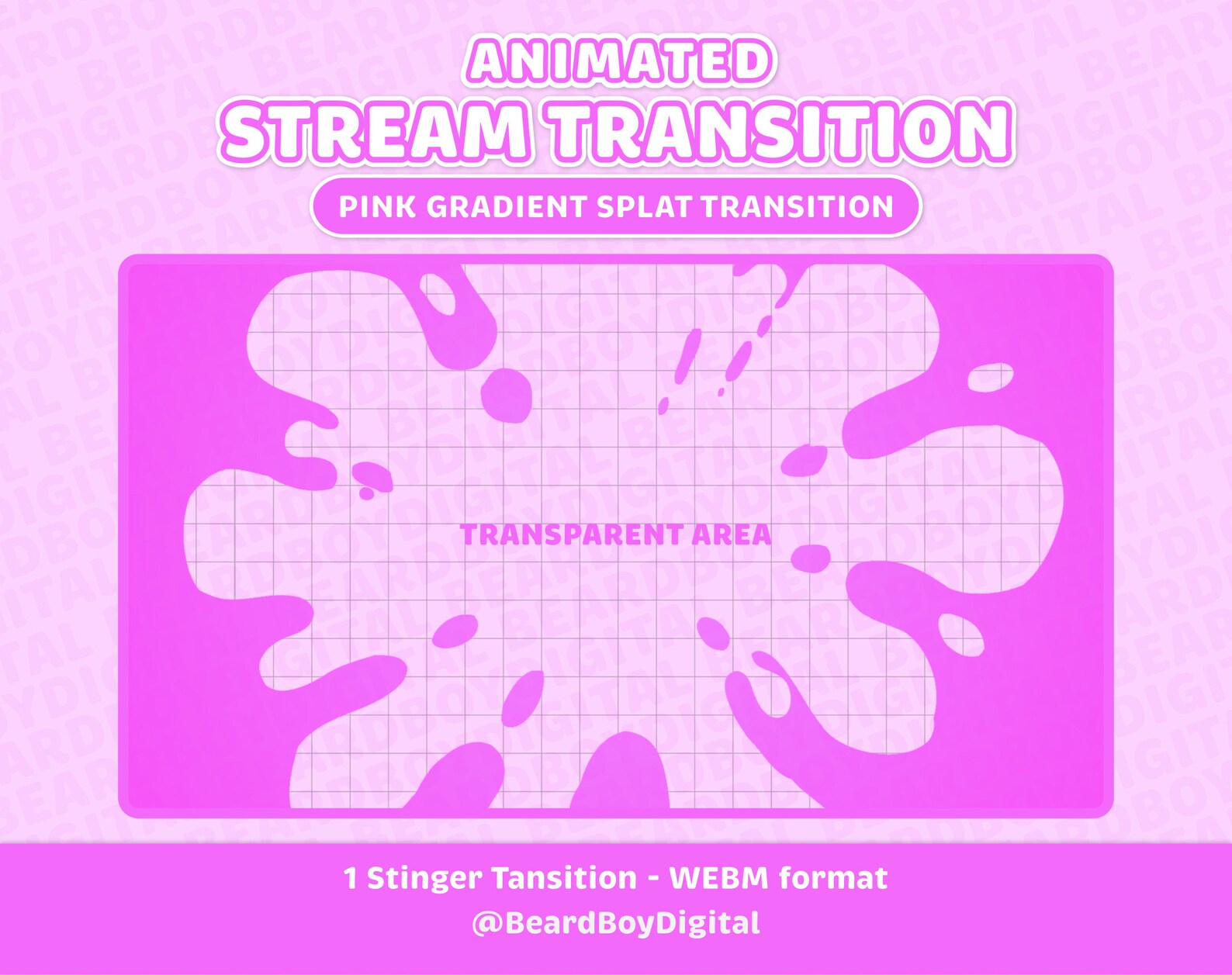 Pink Gradient Splat Animated Stream Transition | Twitch, OBS, Stream ...