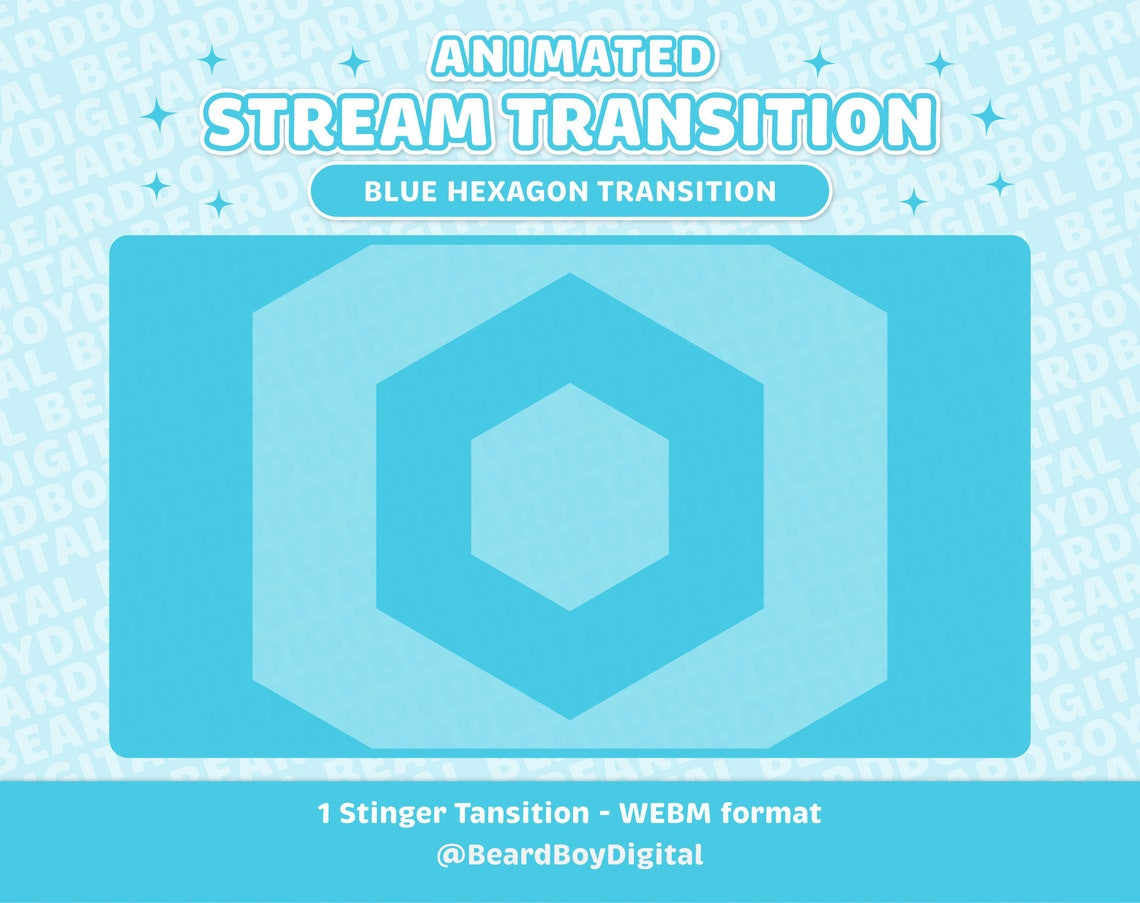 Blue Hexagon Animated Stream Transition | Twitch Stinger, OBS, Stream ...