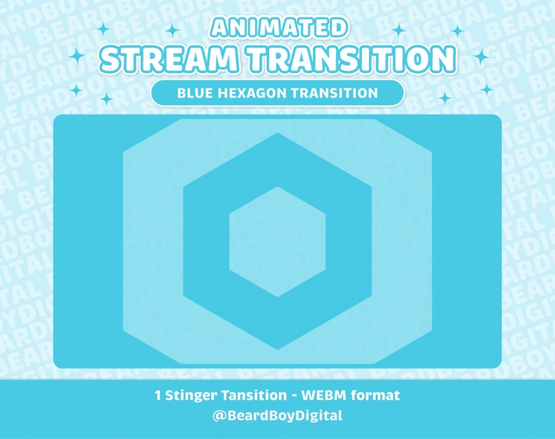 Blue Hexagon Animated Stream Transition | Twitch Stinger, OBS, Stream ...