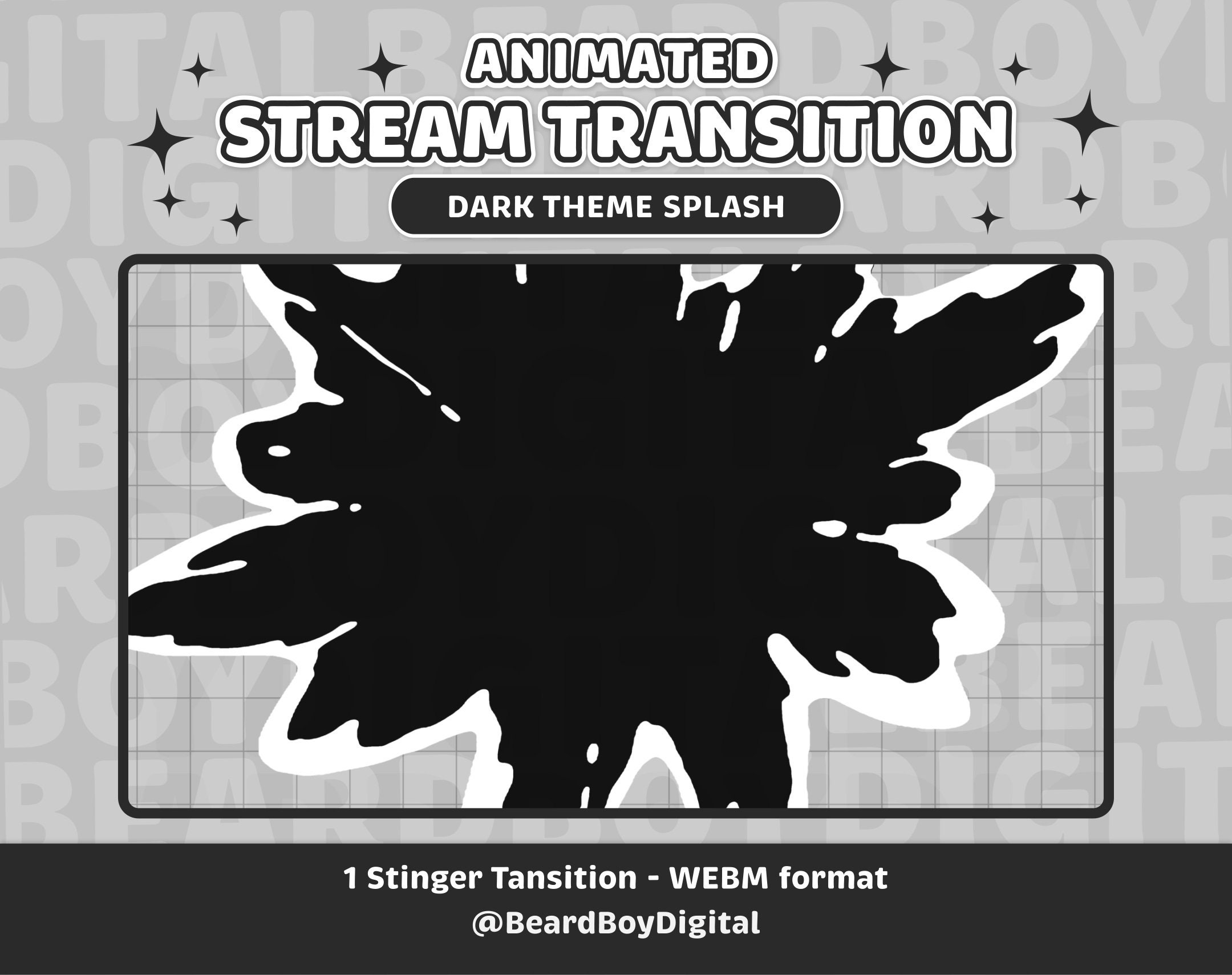 Animated Stream Transition - Dark Theme Splash | Twitch Stinger, OBS ...