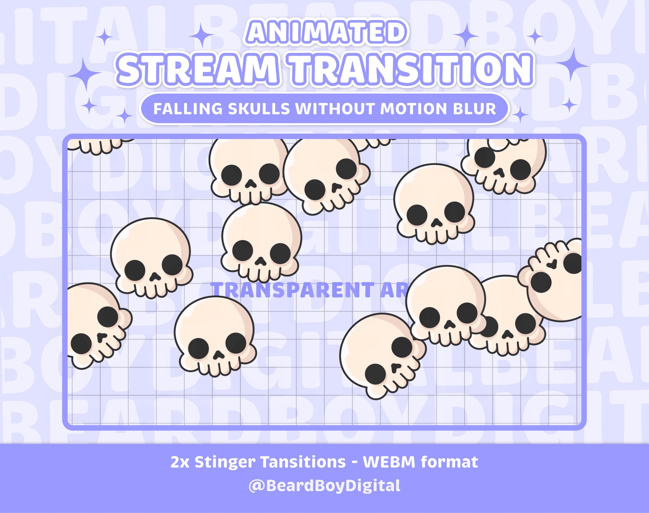 Animated Stream Transition - Cute Falling Skulls | Twitch Stinger, OBS ...