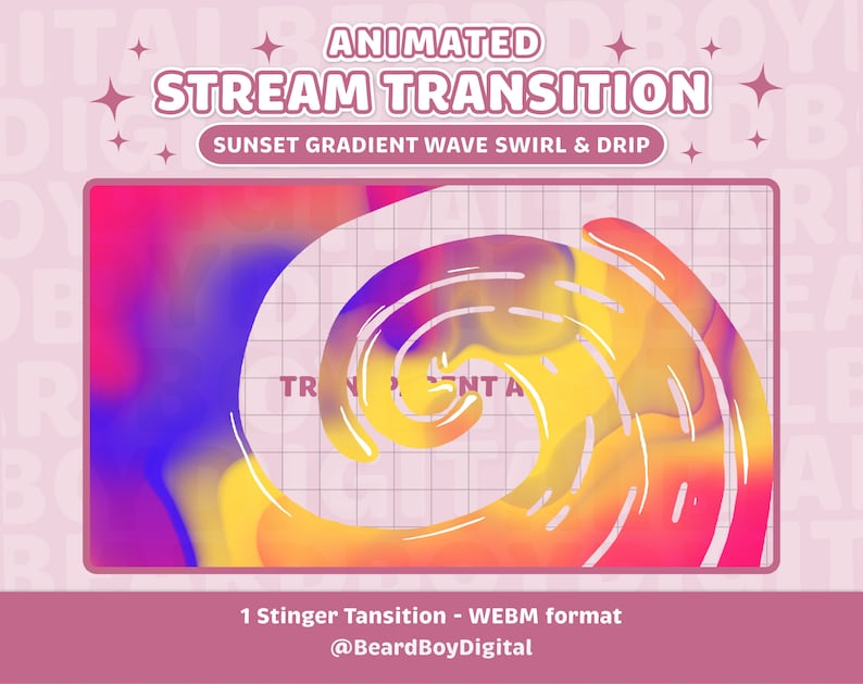 Sunset Wave Stream Transition: Animated Swirl, Pink Gradient (digital ...