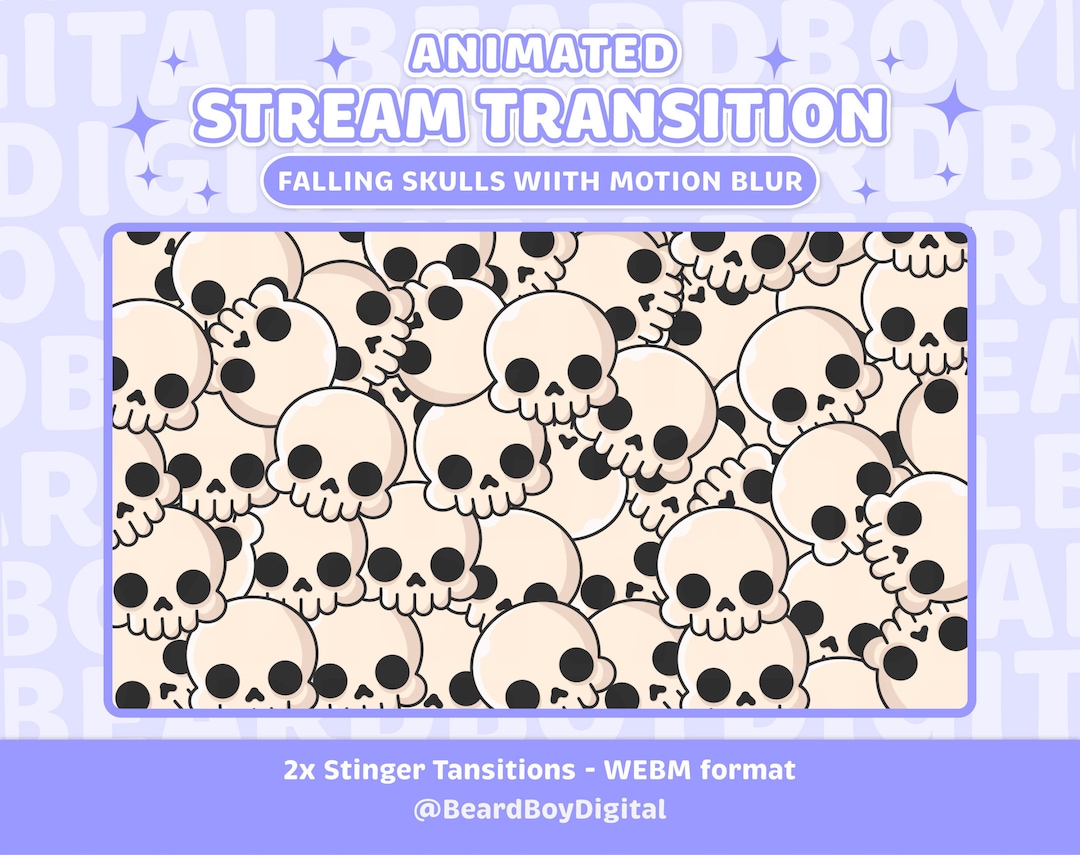 Animated Stream Transition - Cute Falling Skulls | Twitch Stinger, OBS ...
