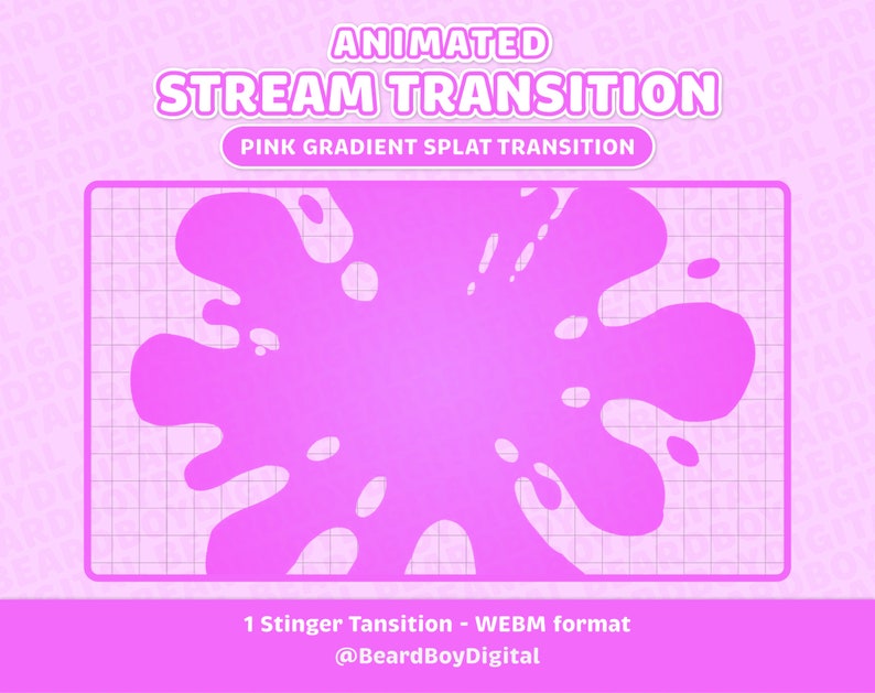 Pink Gradient Splat Animated Stream Transition | Twitch, OBS, Stream ...