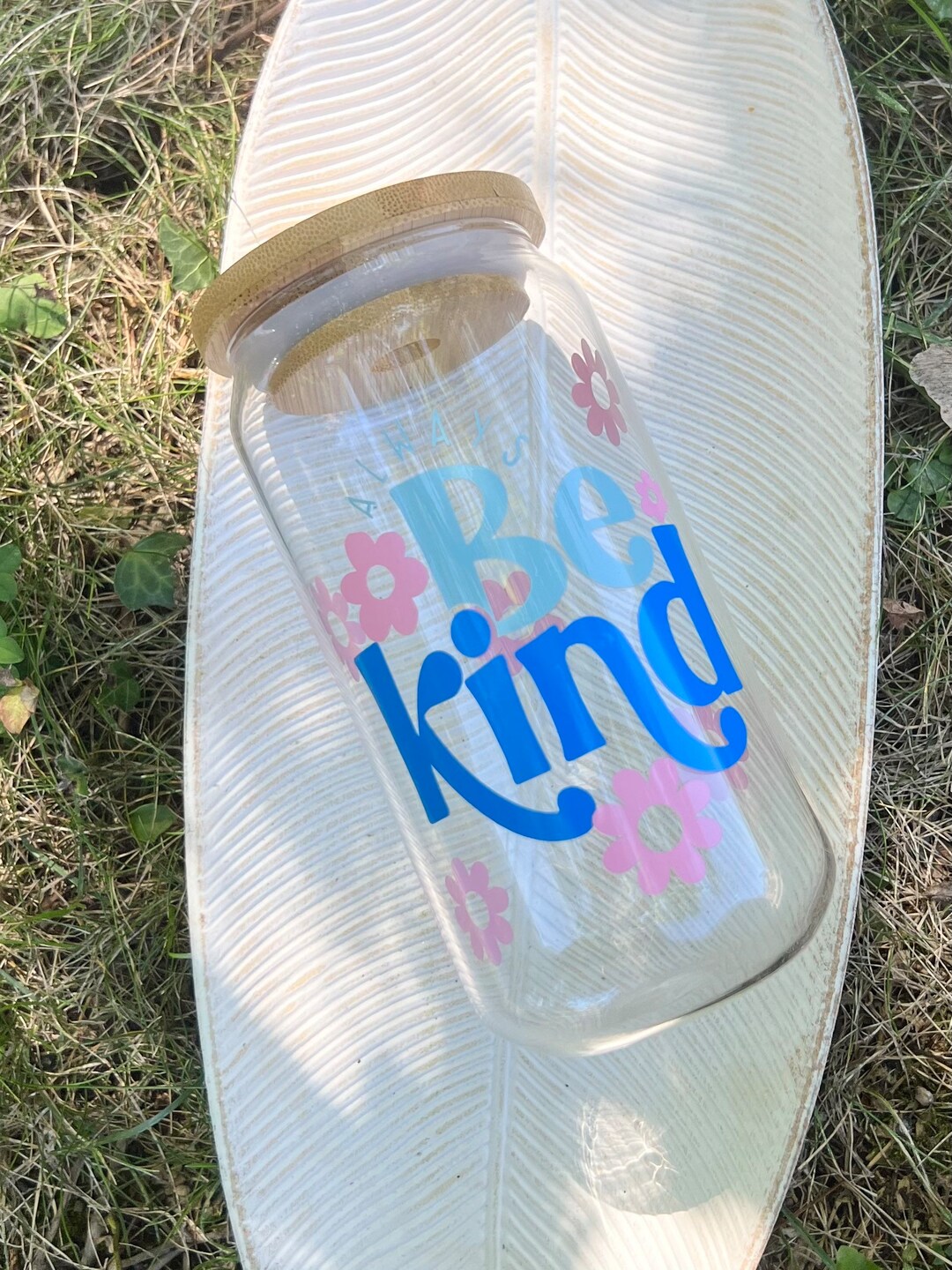 Be Kind Glass Can Cup - Etsy