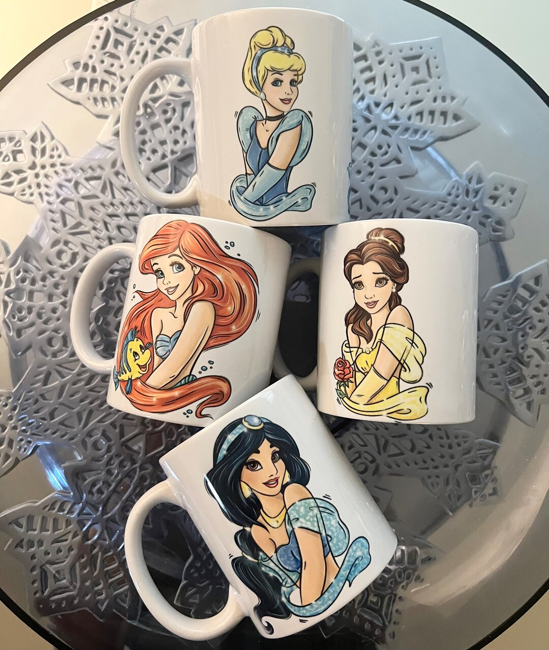 Disney Princess Mugs | Ariel | Cinderella | Jazmin | Bella | Elsa - Etsy