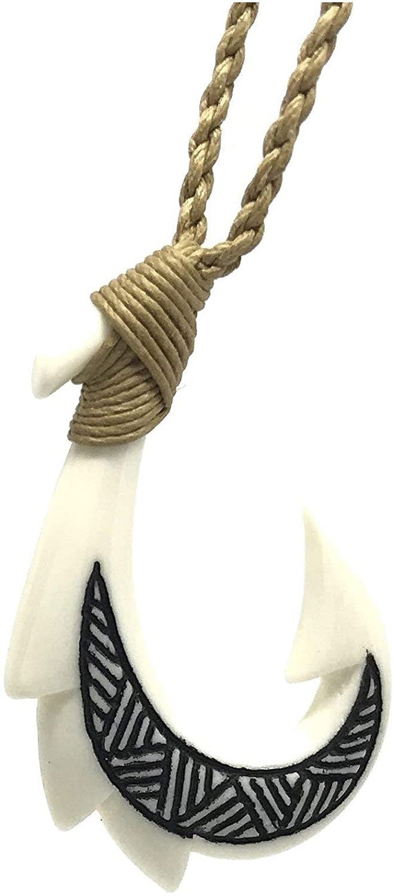 Hawaiian Hand Carved Tattoo Fish Hook White Buffalo Bone - Etsy