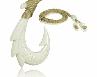 Hawaiian Buffalo Bone Hook Pendant Adjustable Necklace Choker - Etsy