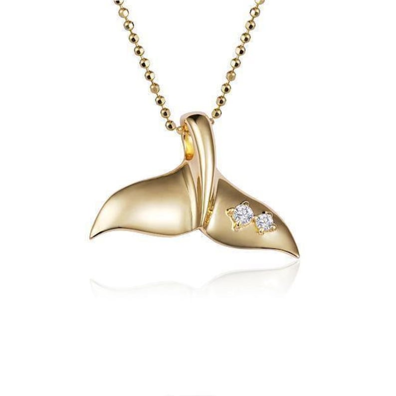 14K Whale Tail Pendant With Diamonds - Etsy