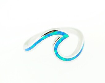 Light Blue Sea Glass Thin Band Ringsterling Silver Minimalist Beach ...