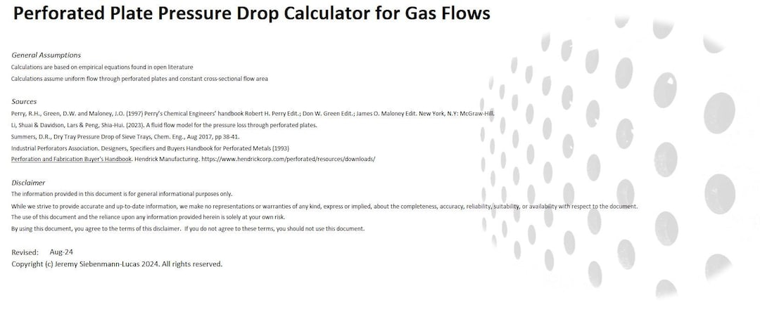Perforated Plate Pressure Drop Calculator - Etsy