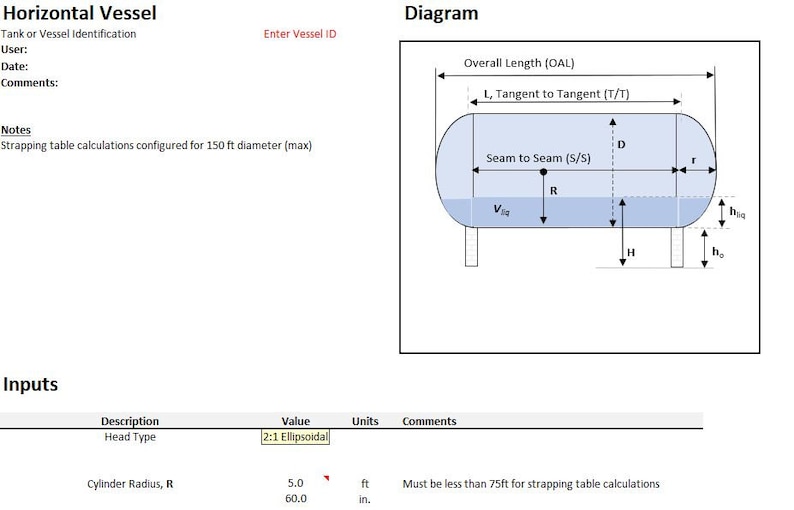Vessel Volume Calculator - Horizontal Vessels, Vertical Vessels, and Spheres - Chemical ...