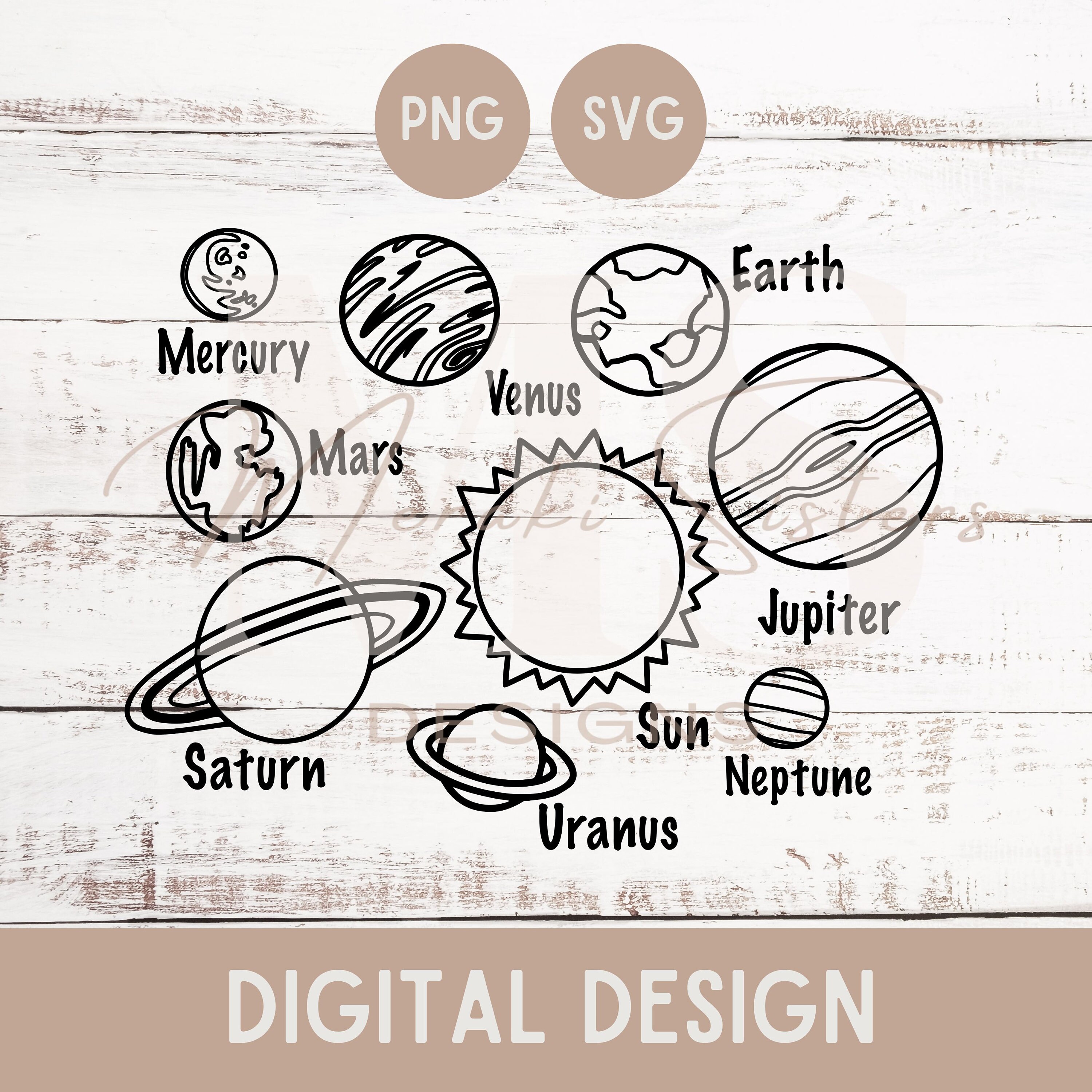 Solar System Digital: SVG, PNG - Etsy