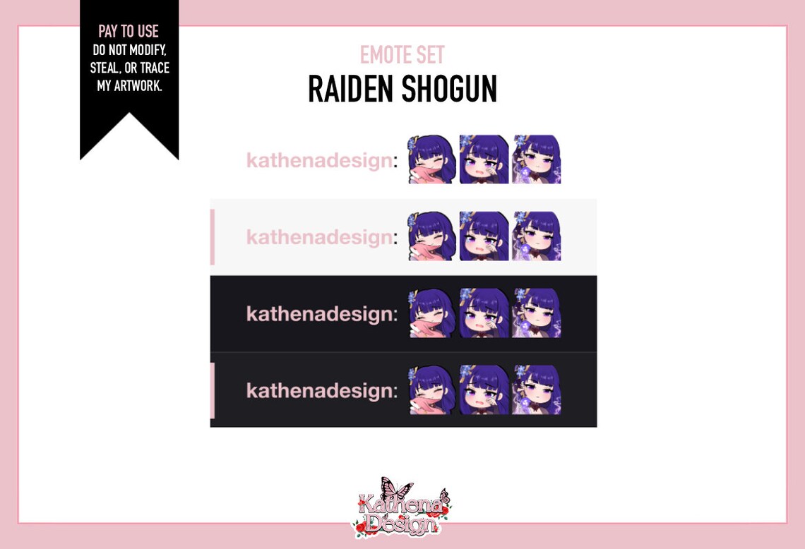 Genshin Impact Raiden Shogun Emote Set for Twitch and Discord - Etsy