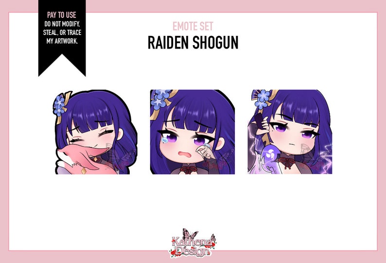 Genshin Impact Raiden Shogun Emote Set for Twitch and Discord - Etsy ...