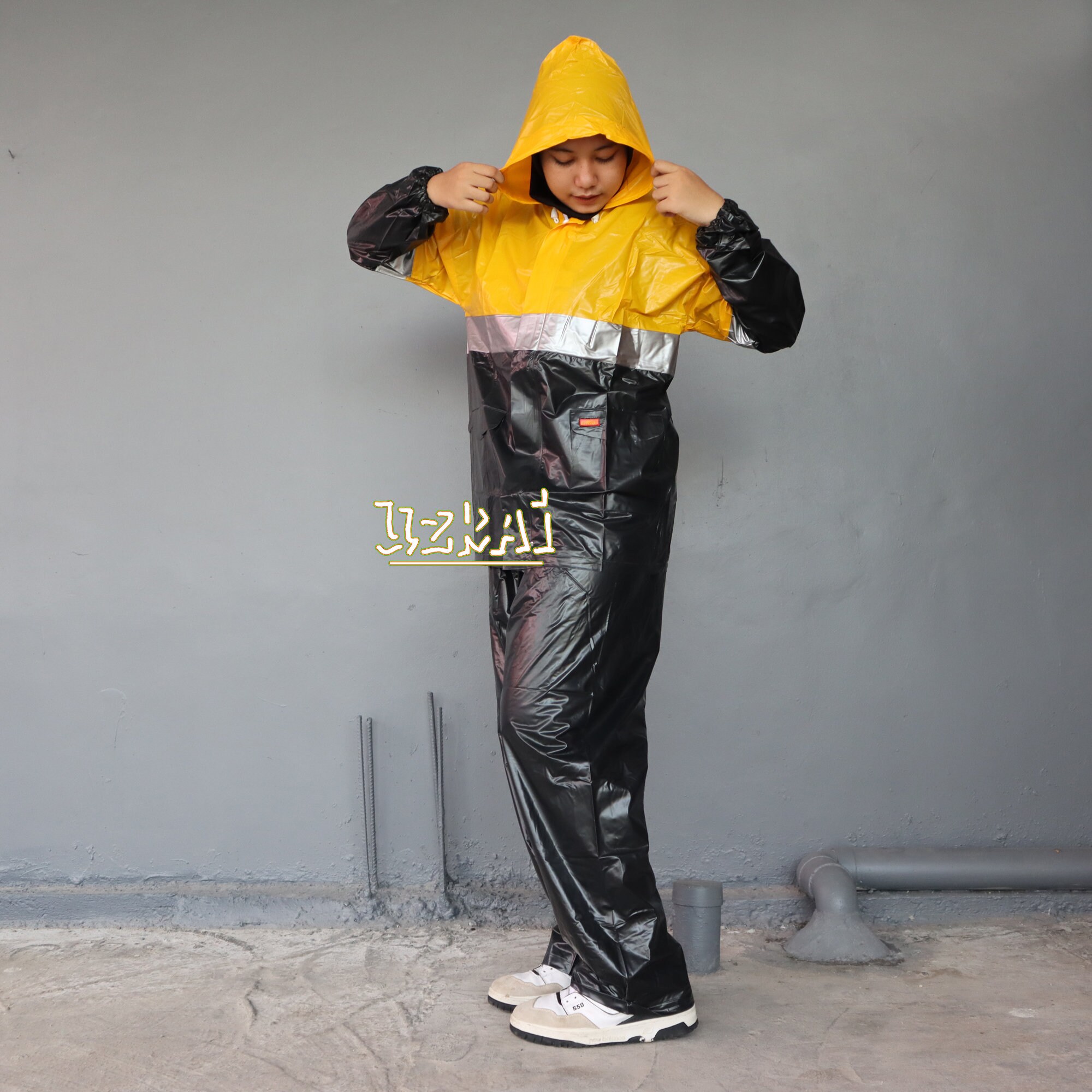 Raincoat Jacket and Pants With Zipper and Hood PVC Rainsuit Material ...