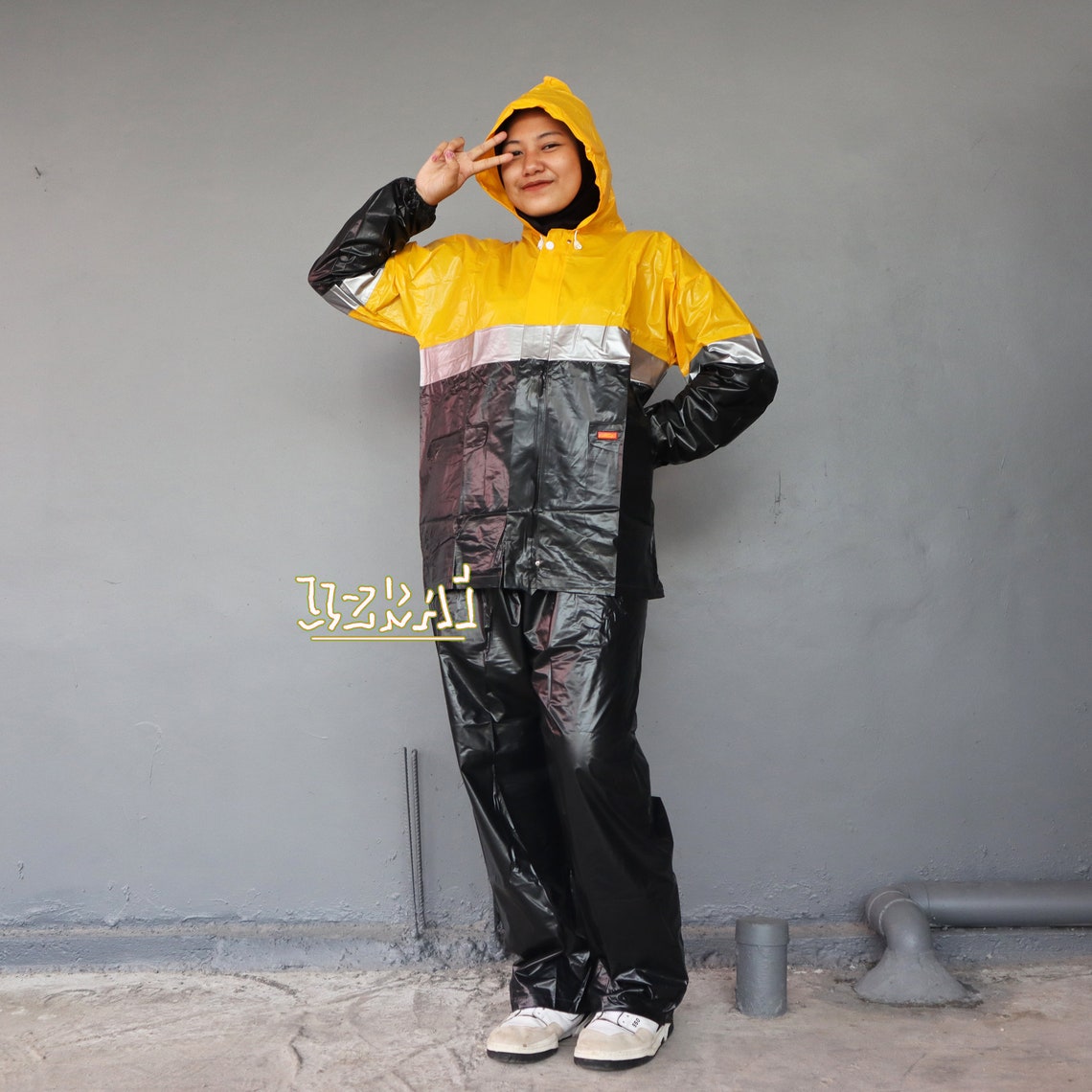 Raincoat Jacket and Pants With Zipper and Hood PVC Rainsuit Material ...