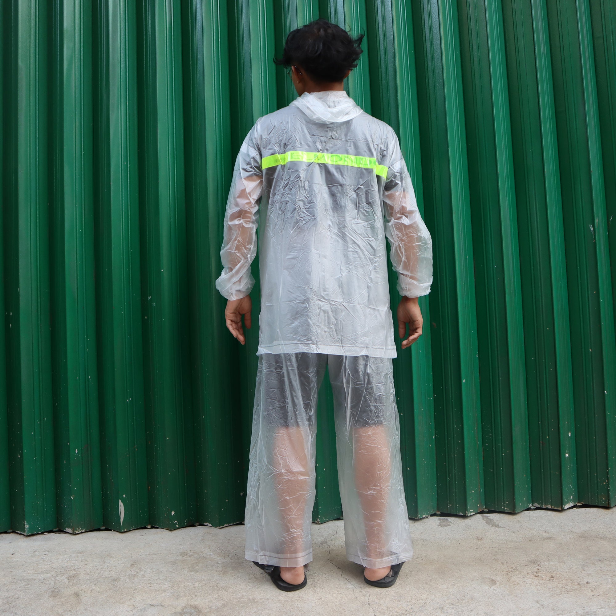 Raincoat Jacket and Pants With Zipper and Hood PVC Rainsuit Material ...