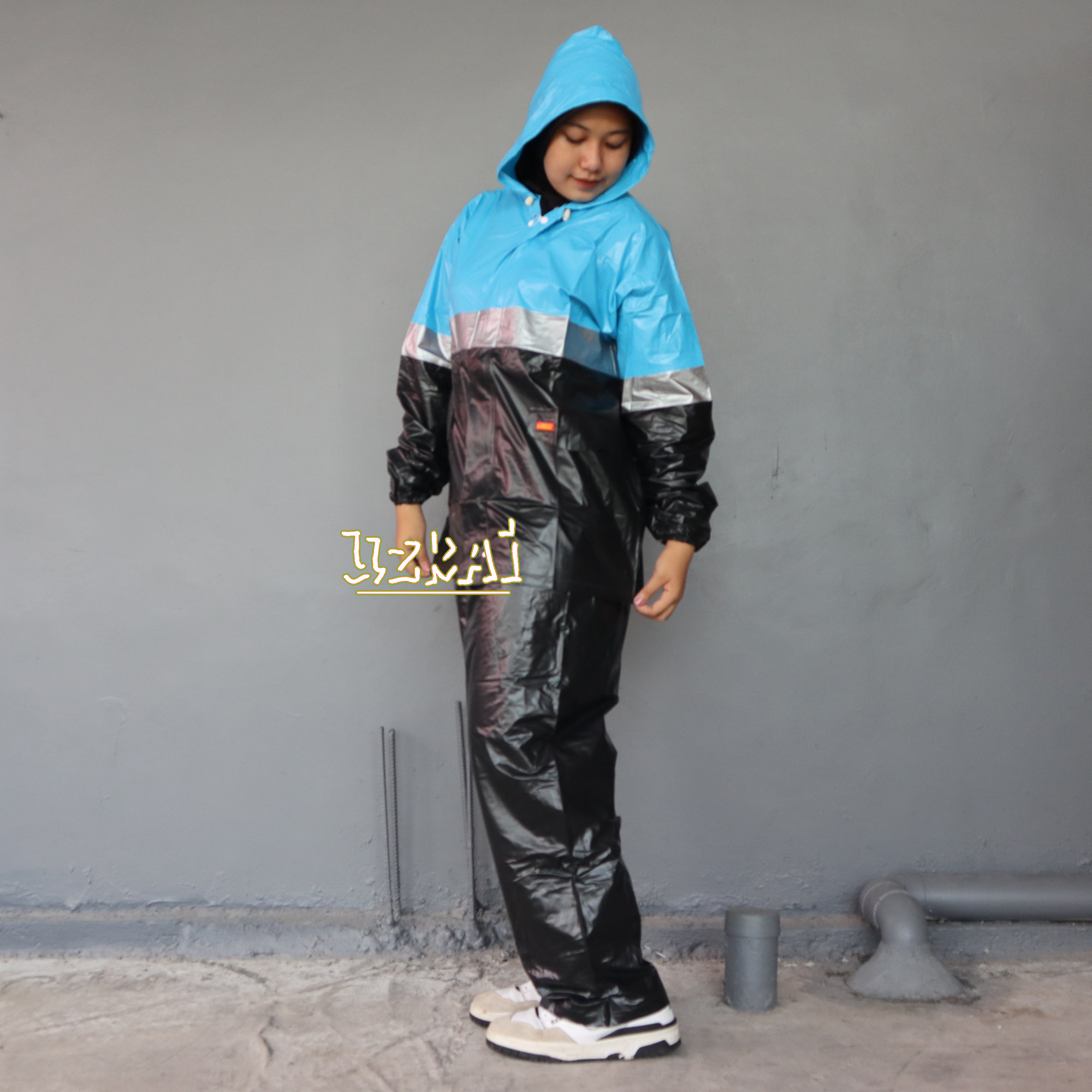 Raincoat Jacket and Pants With Zipper and Hood PVC Rainsuit Material ...