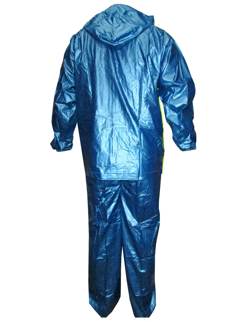 Raincoat Jacket and Pants With Zipper and Hood PVC Rainsuit Material ...
