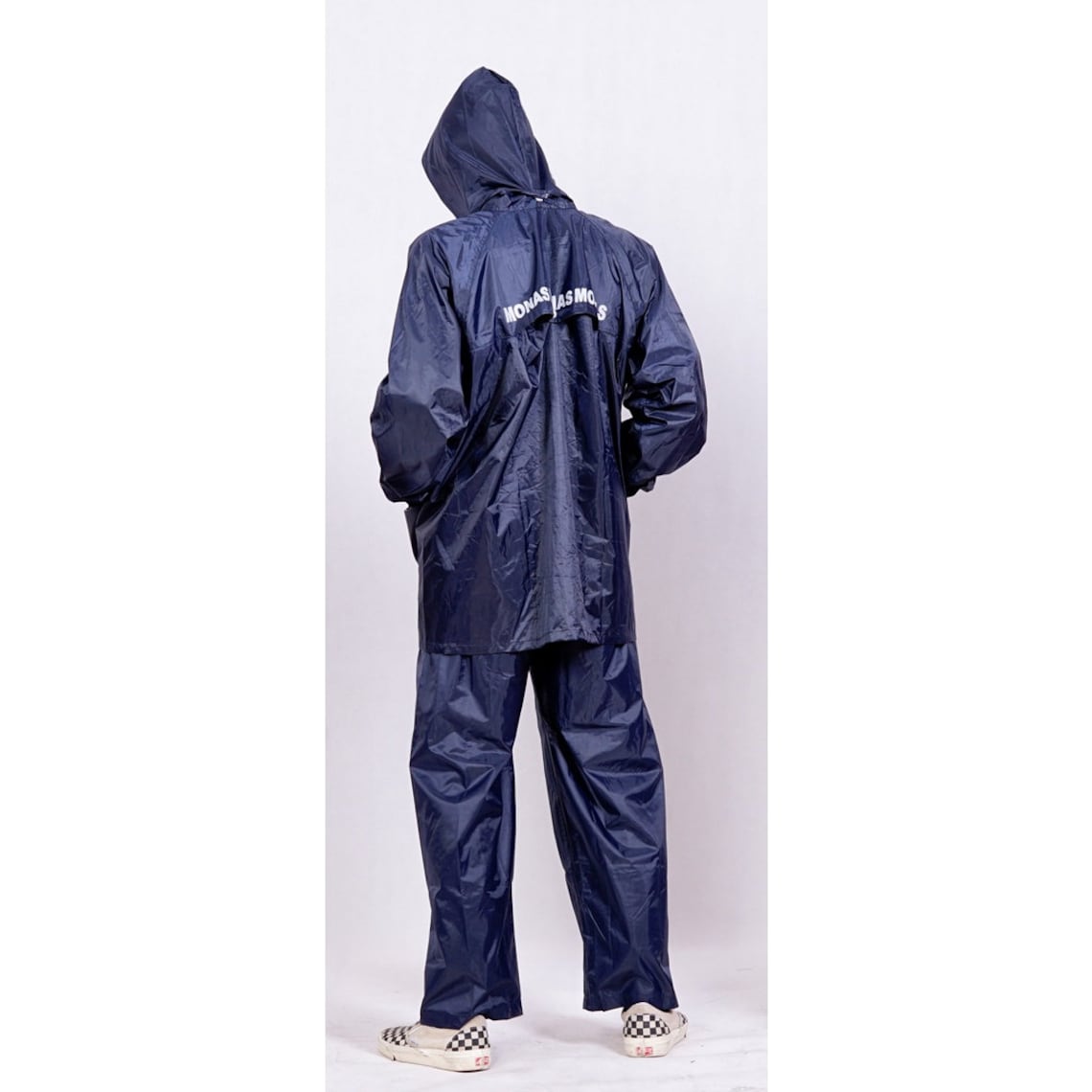 Nylon Raincoat Suit Jacket and Trousers With Attached Hood, Rubber ...