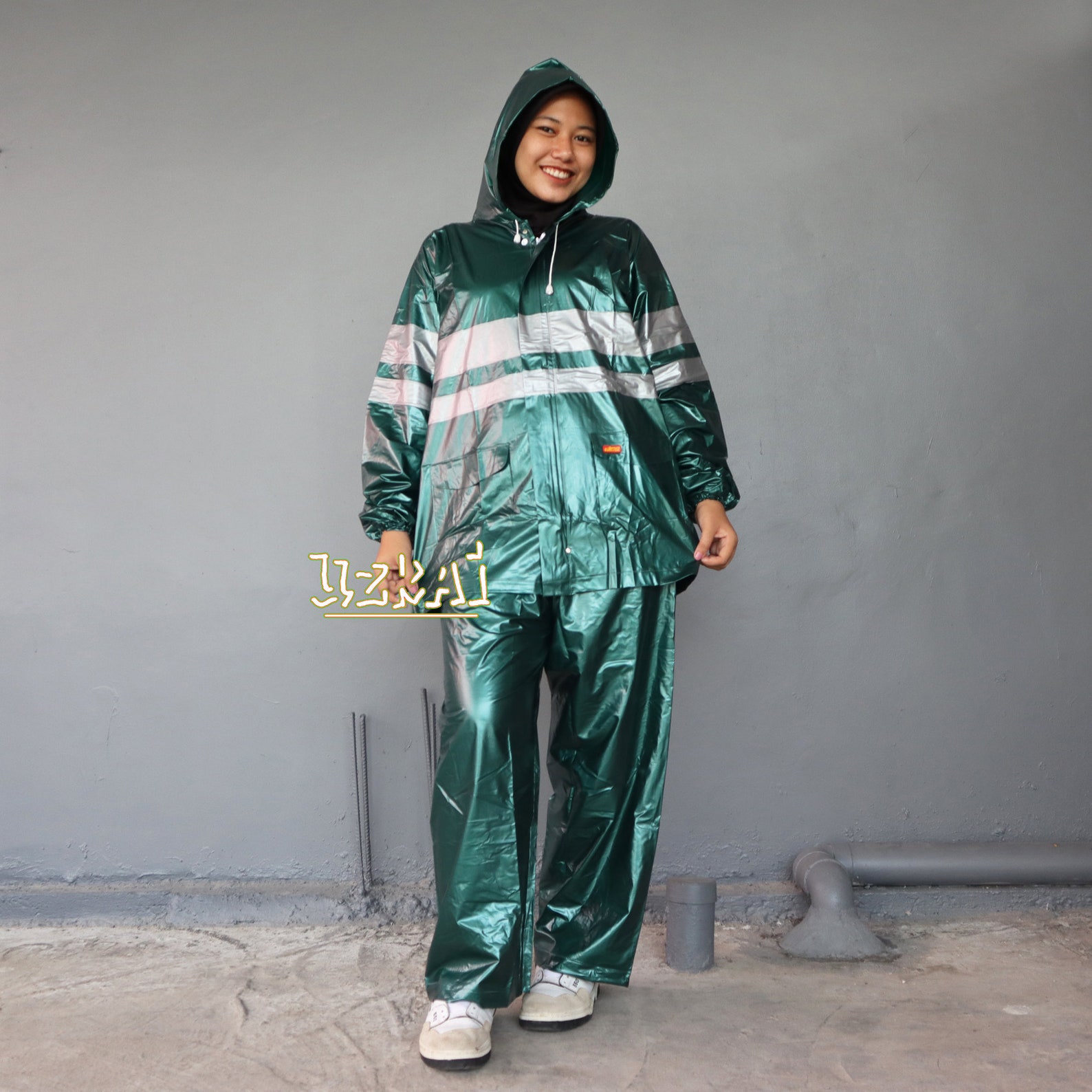 Raincoat Jacket and Pants With Zipper and Hood PVC Rainsuit Material ...