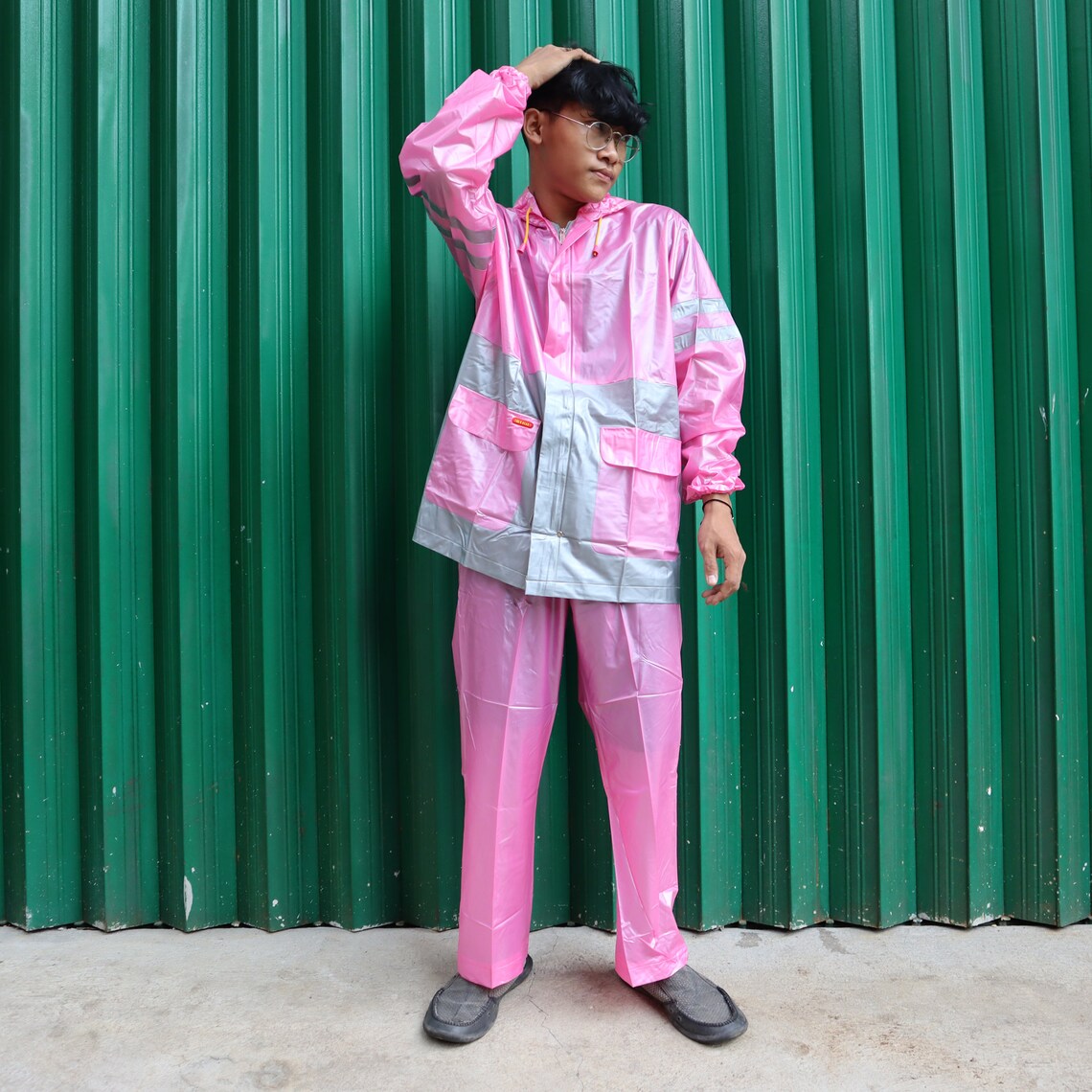 Raincoat Jacket and Pants With Zipper and Hood PVC Rainsuit Material ...