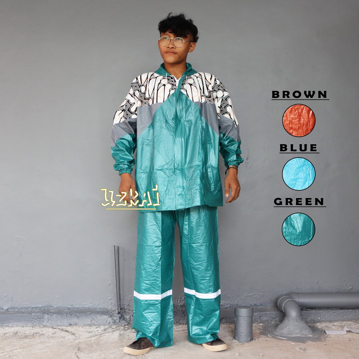 Indonesian Batik Model Raincoat Jacket and Pants Complete With Hood ...