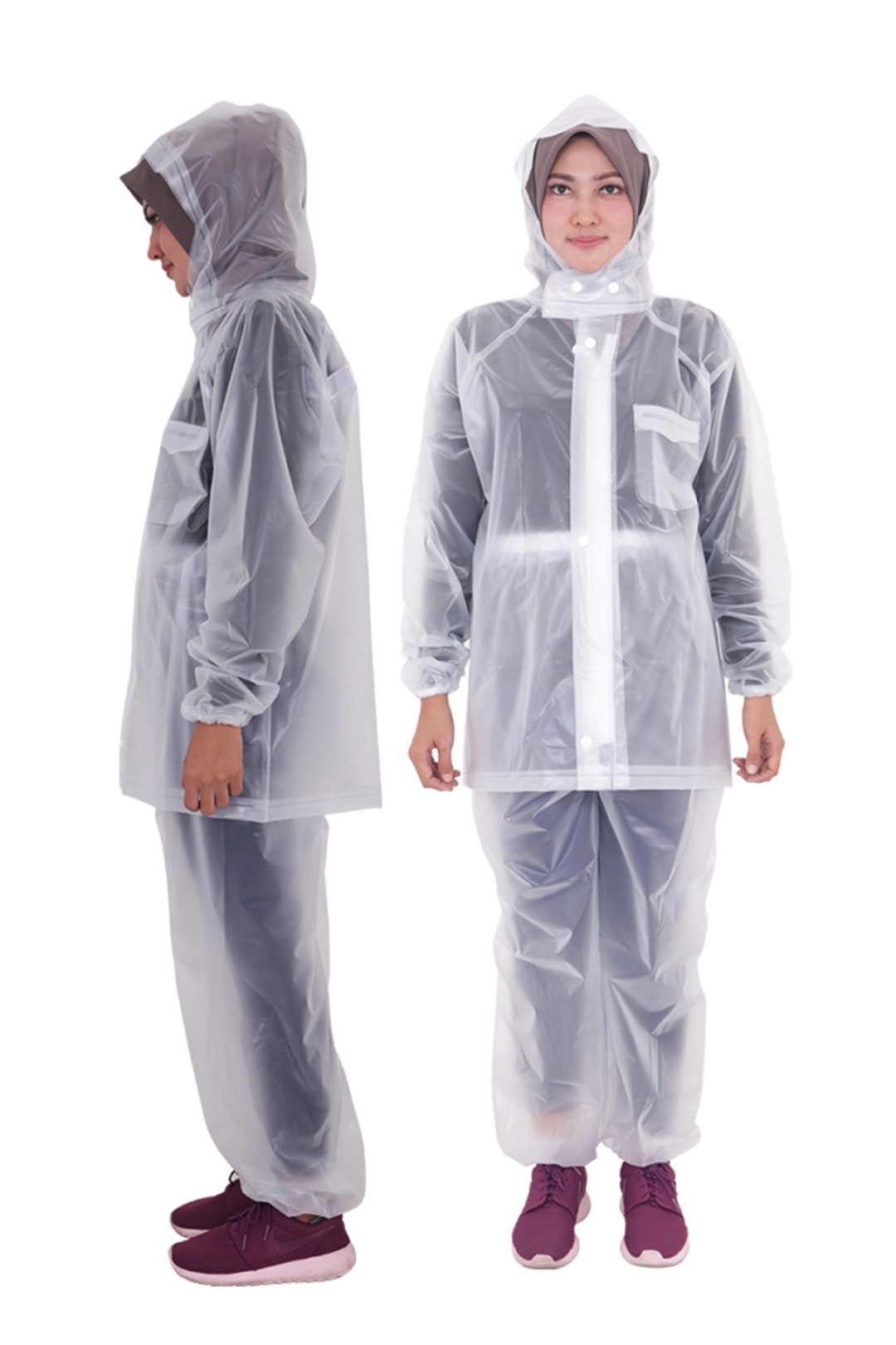 Raincoat Jacket and Pants With Zipper and Hood PVC Rainsuit Material ...