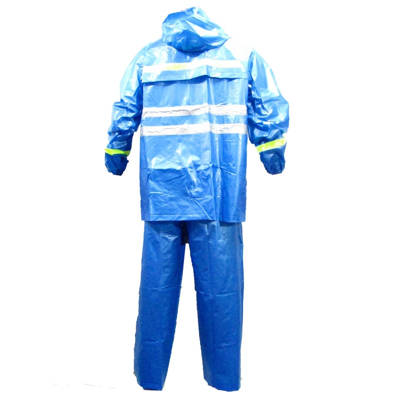 Raincoat Jacket and Pants With Zipper and Hood PVC Rainsuit Material ...