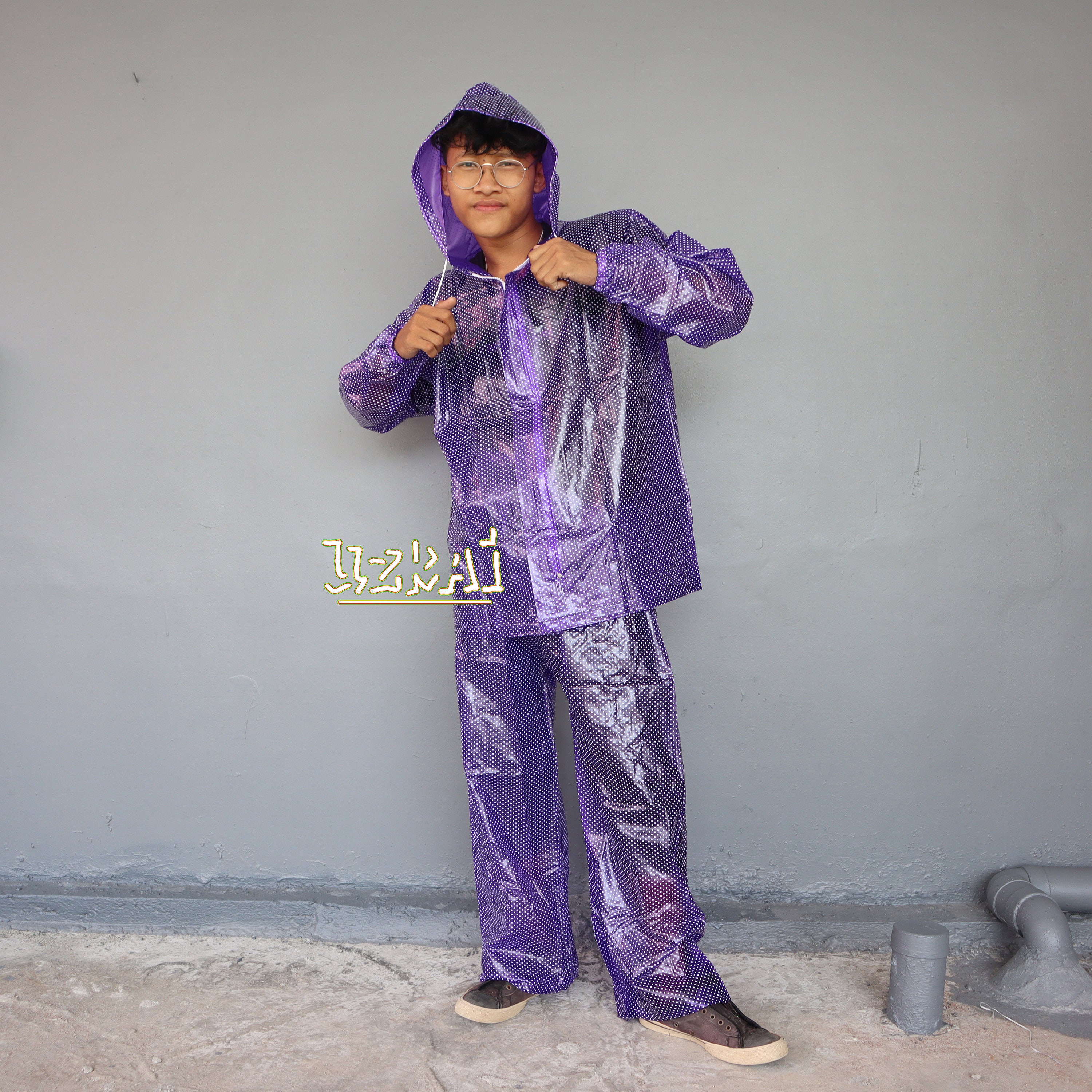 Raincoat Jacket and Pants With Zipper and Hood PVC Rainsuit Material ...