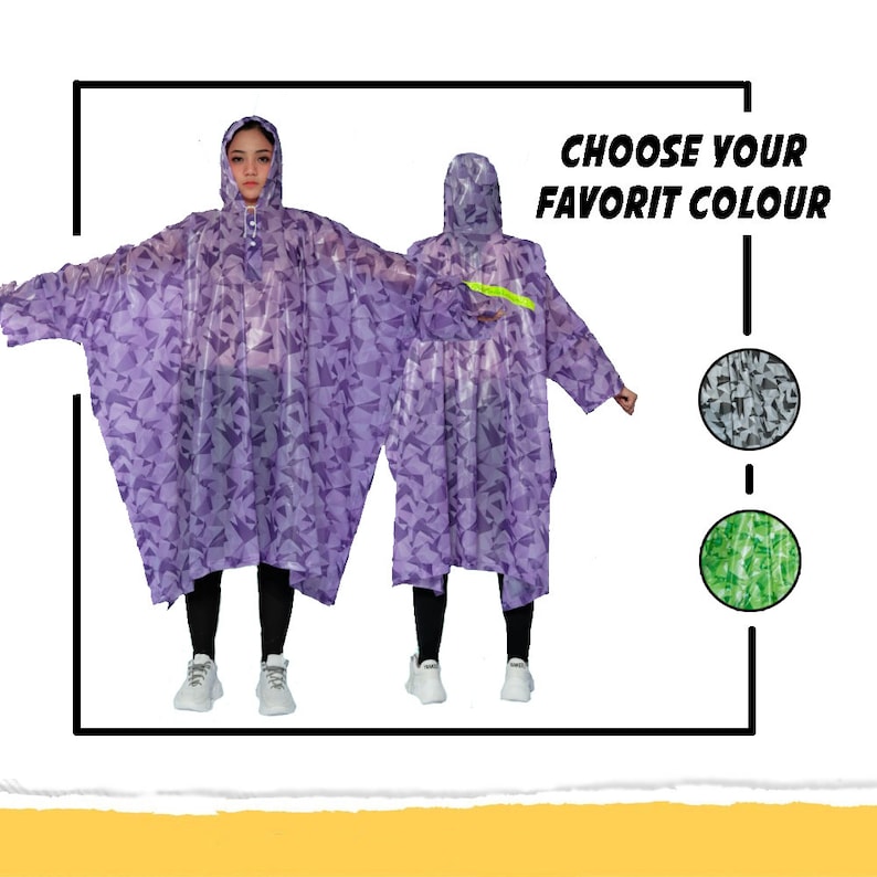 Poncho Raincoat With Sleeves and Hood Attached - Raincoat Made of PVC ...