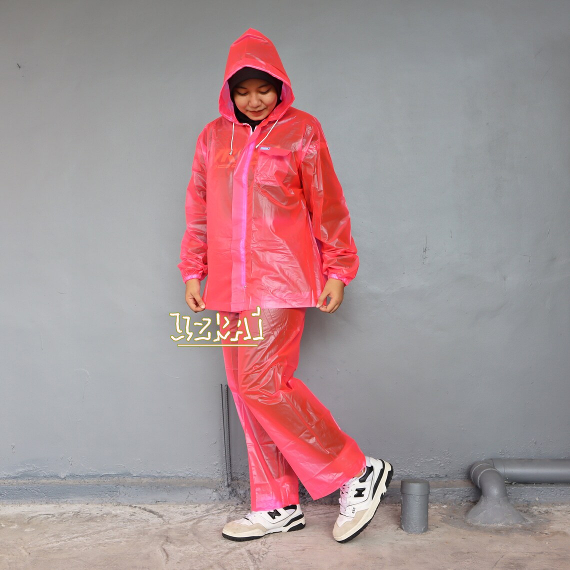 Raincoat Jacket and Pants With Zipper and Hood PVC Rainsuit Material ...