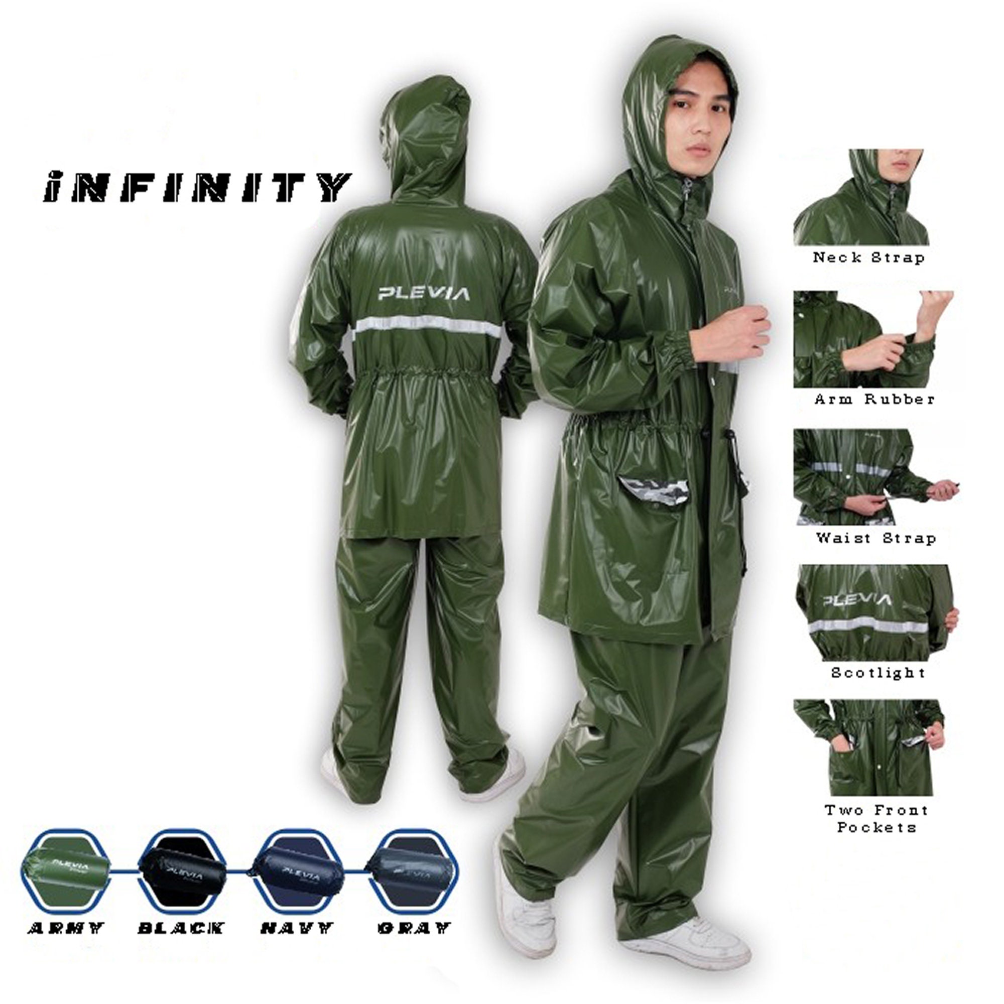 Raincoat Parka Vinyl Jacket and Pants Suit With Zipper Rubber Sleeves ...