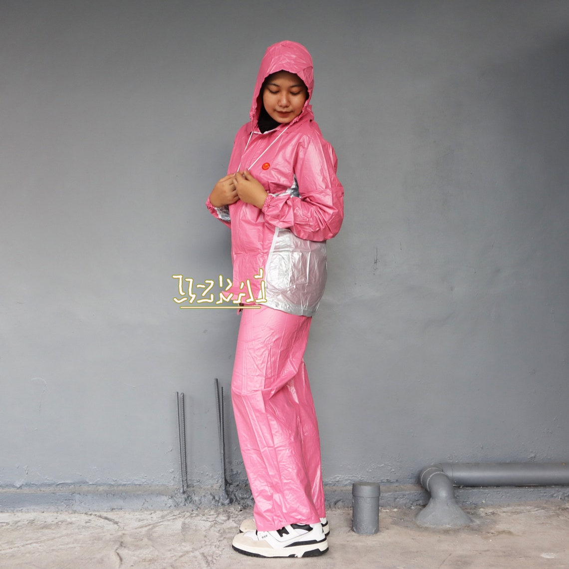 Raincoat Jacket and Pants With Zipper and Hood PVC Rainsuit Material ...