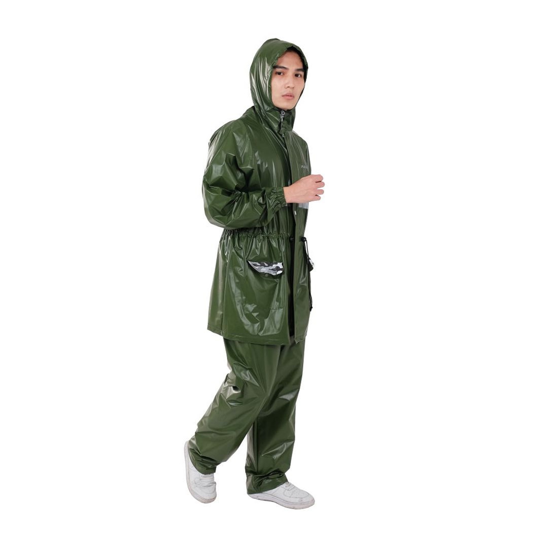 Raincoat Parka Vinyl Jacket and Pants Suit With Zipper Rubber Sleeves ...