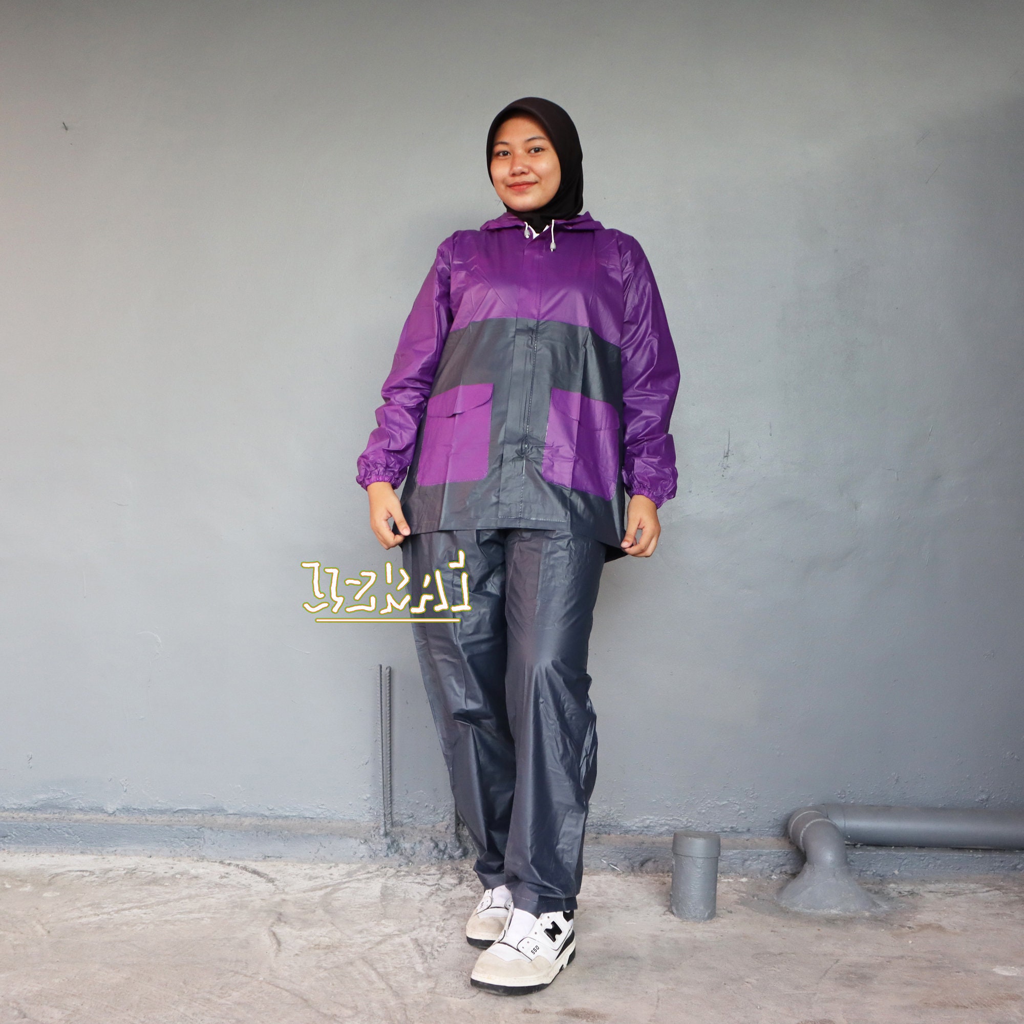 Raincoat Jacket and Pants With Zipper and Hood PVC Rainsuit Material ...