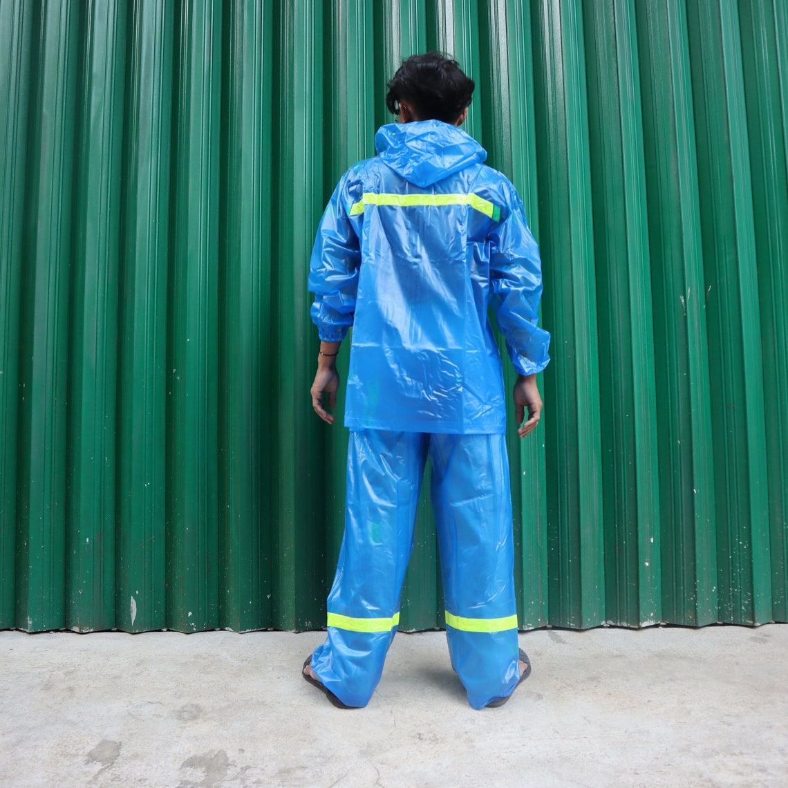 Raincoat Jacket and Pants With Zipper and Hood PVC Rainsuit Material ...