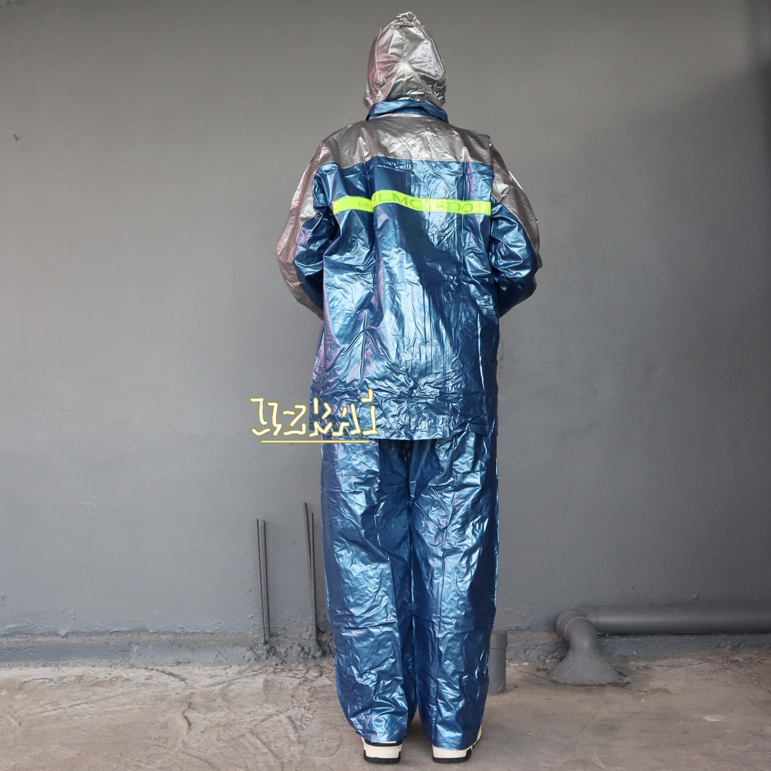 Raincoat Jacket and Pants With Zipper and Hood PVC Rainsuit Material ...