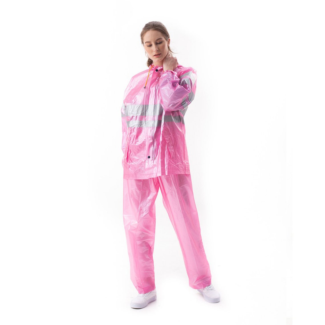 Raincoat Jacket and Pants With Zipper and Hood PVC Rainsuit Material ...